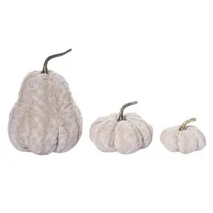 TRANSPAC White Harvest Pumpkin Set Of 3 Pcream Decorative Pumpkins - Beige