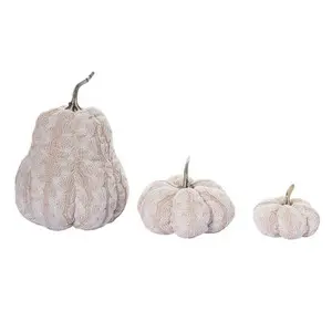 TRANSPAC White Harvest Pumpkin Set Of 3 Pcream Decorative Pumpkins