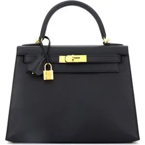 Hermès Kelly Handbag Black Epsom With Gold Hardware 28