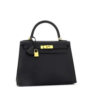 Hermès Kelly Handbag Black Epsom With Gold Hardware 28