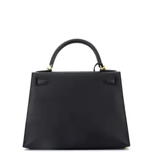 Hermès Kelly Handbag Black Epsom With Gold Hardware 28