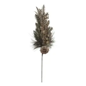 TRANSPAC Multicolor Christmas Pine Spray With Golden Accents For Decor