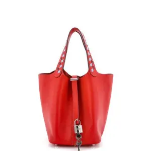 Hermès Picotin Lock Bag Tressage Epsom Pm - Red