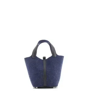 Hermès Picotin Lock Bag Felt With Leather Pm - Blue