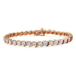 HAUS OF BRILLIANCE 925 Sterling Silver 1/10 Cttw Diamond Tennis Bracelet - Rose