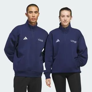 Adidas Lovb Fleece Graphics Quarter-zip Sweatshirt