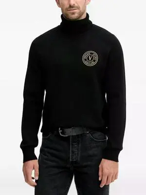 Versace Logo-embroidered Roll-neck Sweater