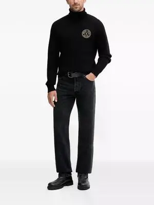 Versace Logo-embroidered Roll-neck Sweater