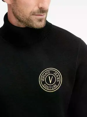 Versace Logo-embroidered Roll-neck Sweater