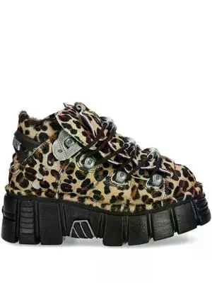NEW ROCK 60mm Leopard Print Platform Sneakers - Brown