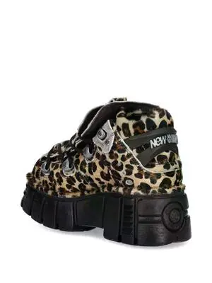 NEW ROCK 60mm Leopard Print Platform Sneakers - Brown