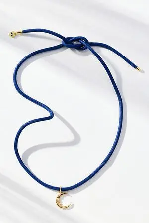 HART Crescent Moon Corded Necklace - Navy/gold
