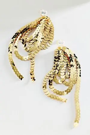 Anthropologie Looped Sequin Drop Earrings - Gold