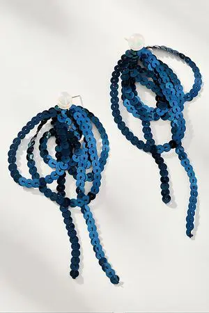 Anthropologie Looped Sequin Drop Earrings - Navy