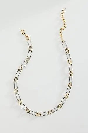 Anthropologie Paperclip Chain Necklace - Gold & Silver