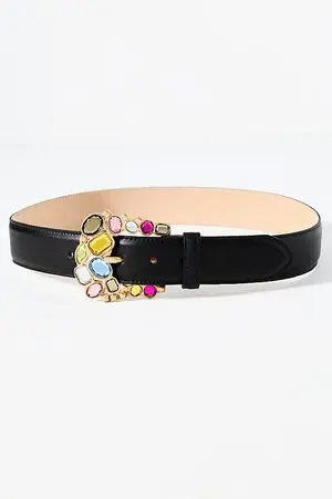 Streets Ahead Mixed Gem Leather Belt - Black