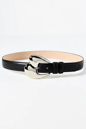 Streets Ahead Heart Buckle Leather Belt - Black