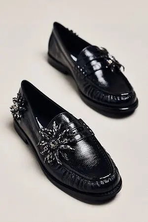 Lola Cruz Beaded Flower Loafers