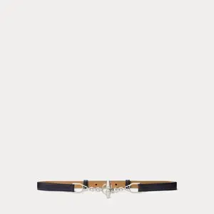 Ralph Lauren Calfskin Toggle Skinny Belt - Lux Navy