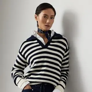 Ralph Lauren Striped Cashmere Polo Sweater