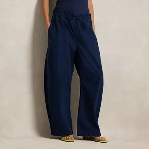 Ralph Lauren Cotton Curved Tapered Drawstring Pant - Navy