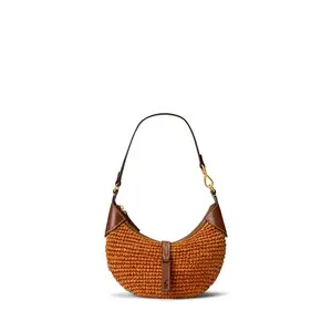 Ralph Lauren Polo Id Raffia Mini Shoulder Bag - Sequoia/cuoio