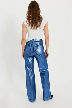 Rolla's Metallic Sailor High-rise Wide-leg Jeans