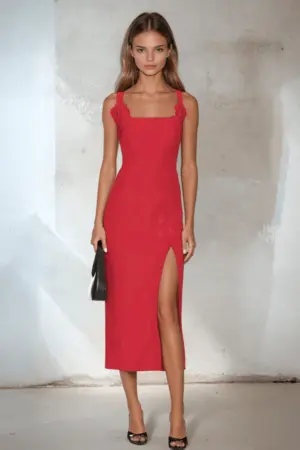 Red Cocktail Dresses with Slit