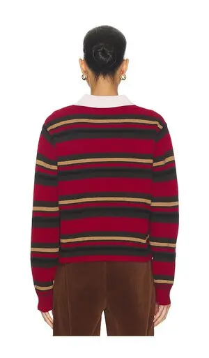 Guest In Residence Cropped Stripe Rugby Sweater - Ruby Combo
