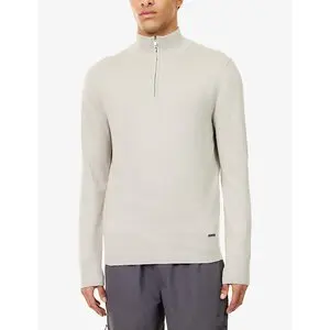 BELIER Funnel-neck Half-zip Knitted Sweater - Pebble