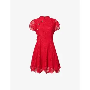 SELF-PORTRAIT Lace Cap-sleeved Mini Dress