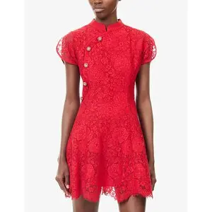 SELF-PORTRAIT Lace Cap-sleeved Mini Dress