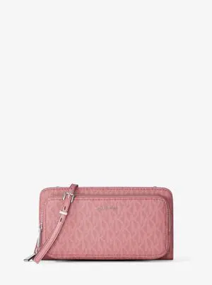 Michael Kors Jet Set Large Signature Logo Continental Crossbody Bag - Pink