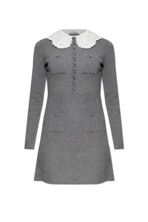 SELF-PORTRAIT Dress With Detachable Collar - Grey