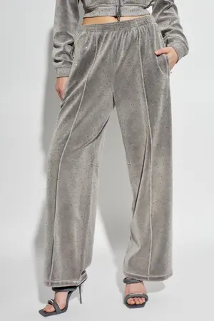 Alexander Wang Track Pants With Crystal Embellishments - Grey
