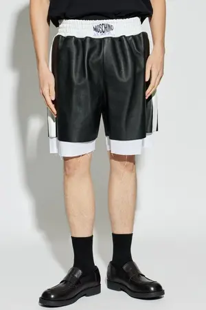 Moschino Leather Shorts With Logo