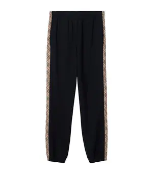Burberry Check-tape Slim Sweatpants - Navy