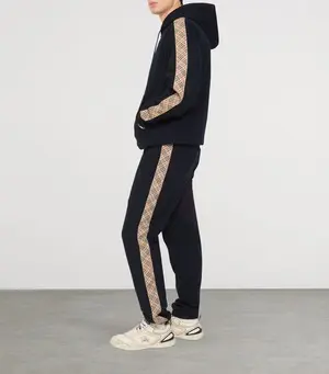 Burberry Check-tape Slim Sweatpants - Navy