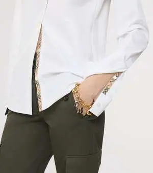 Burberry Cotton Poplin Ekd-embroidered Formal Shirt