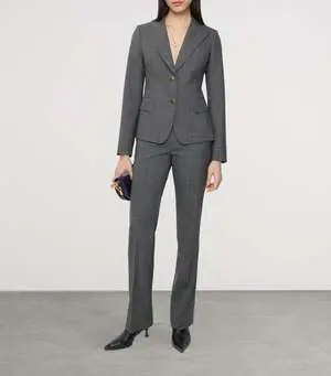 Burberry Wool Checkered Trousers - Grey