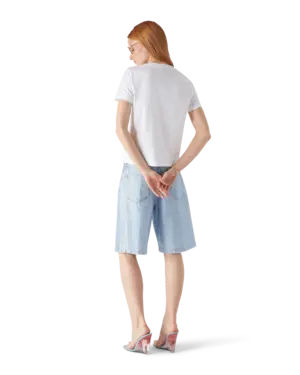 Casablanca Crystal Warped Logo Fitted Short Sleeve T-shirt