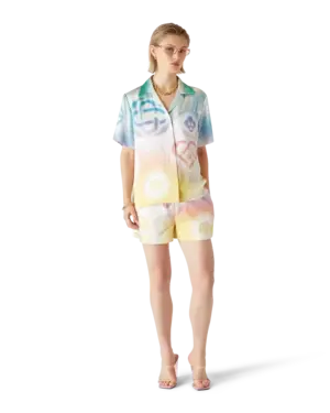 Casablanca Halftone Logo Short Sleeve Silk Shirt - Multicolor