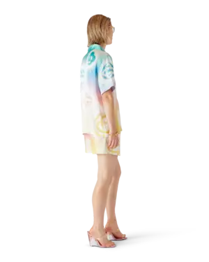 Casablanca Halftone Logo Short Sleeve Silk Shirt - Multicolor