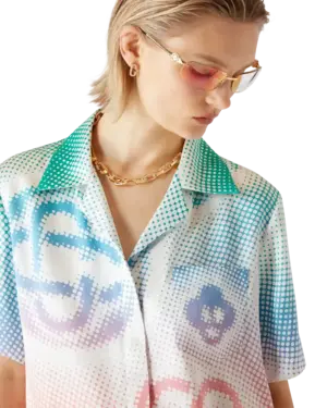 Casablanca Halftone Logo Short Sleeve Silk Shirt - Multicolor