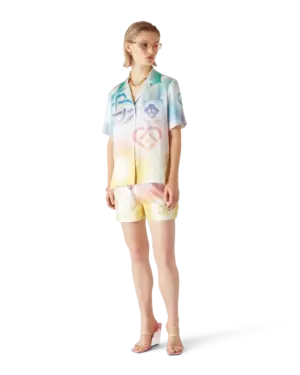 Casablanca Halftone Logo Silk Shorts - Multicolor