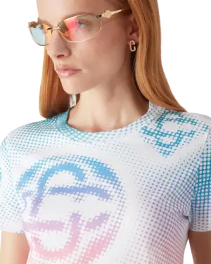 Casablanca Halftone Logo Fitted Short Sleeve T-shirt - Multicolor