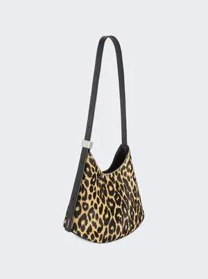 JIL SANDER Small Eldorado Leopard Calf Hair Shoulder Bag