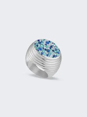 NEVERNOT 18k White Gold Ring With Paraiba, Diamonds, And Blue Sapphires - Wg