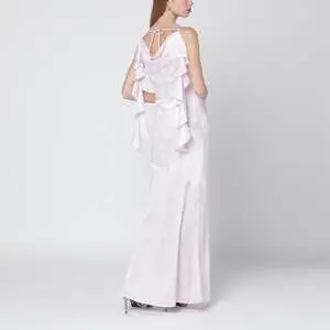 ROTATE BY BIRGER CHRISTENSEN Long Satin Jacquard Dress With Ruffles - Pink