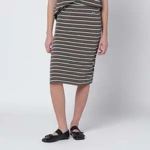 ROTATE BY BIRGER CHRISTENSEN Striped Cotton-jersey Pencil Skirt - Brown